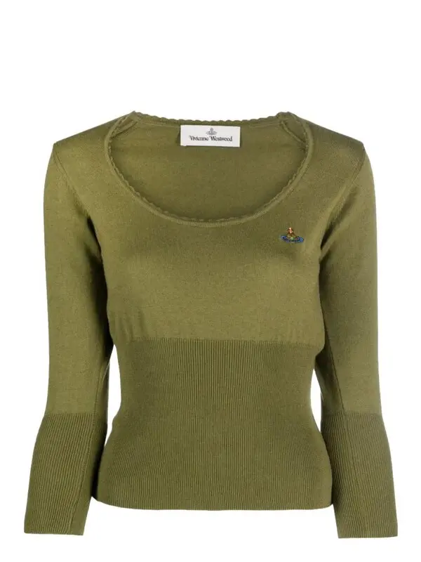 VIVIENNE WESTWOOD Orb-embroidered Knitted Jumper - Green