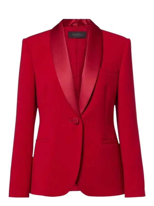 Max Mara Single Breasted Long Sleeve Blazer With Shawl Collar - Red