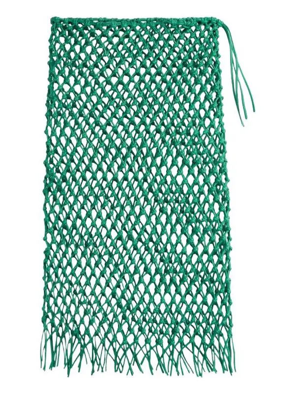 THE FRANKIE SHOP Fringed Mesh Skirt - Emerald