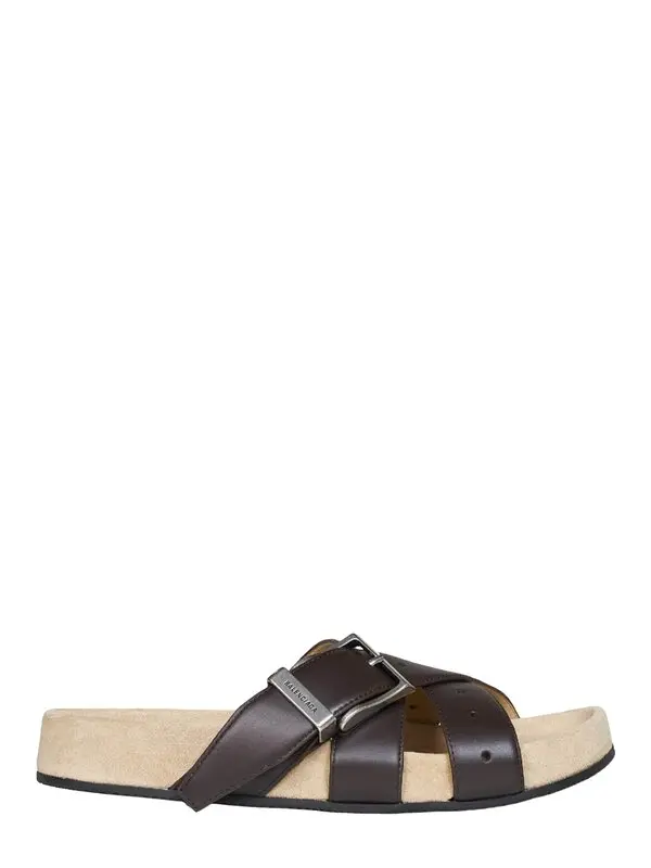 Balenciaga Buckled Slip-on Sandals - Black