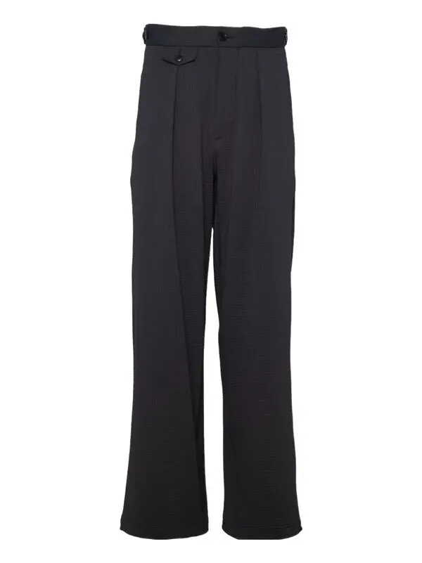 Emporio Armani Button Detailed Wide Leg Trousers - Black