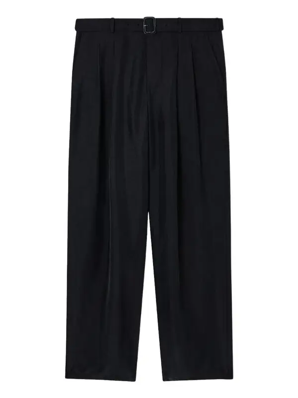 Emporio Armani Habutai Belted Pleated Trousers - Black