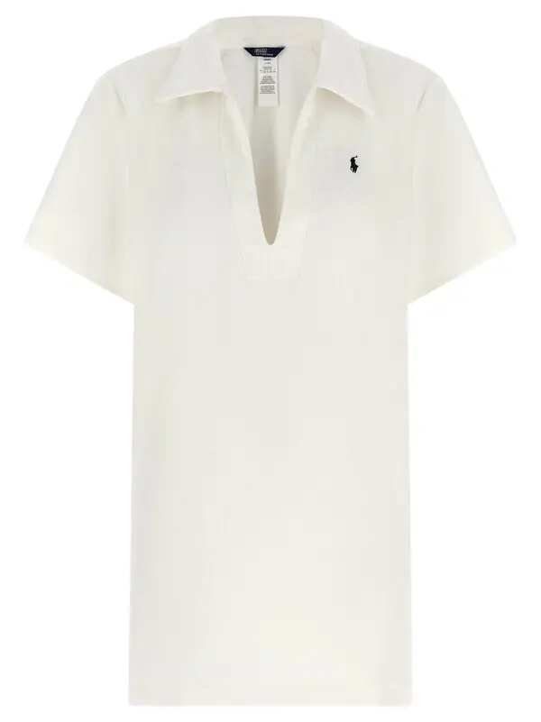 Polo Ralph Lauren Terry Cloth V-neck Dress - White
