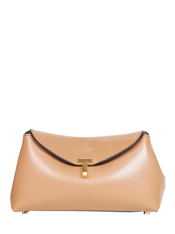 TOTEME T-lock Foldover Leather Clutch Bag - Nude