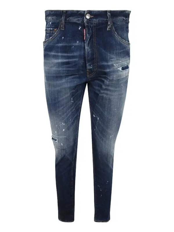 Dsquared2 Skater Distressed Mid Rise Jeans - Blue