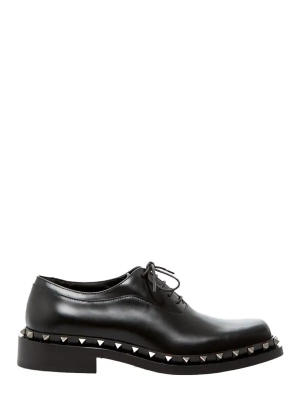 Valentino Garavani Rockstud Leather Derby Shoes - Black