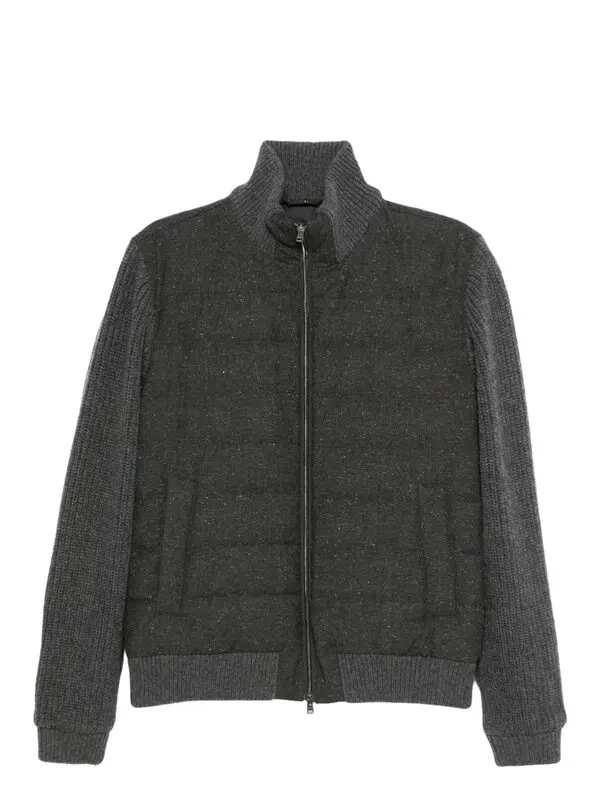 Herno Knitted & Quilted Bomber Jacket - Black