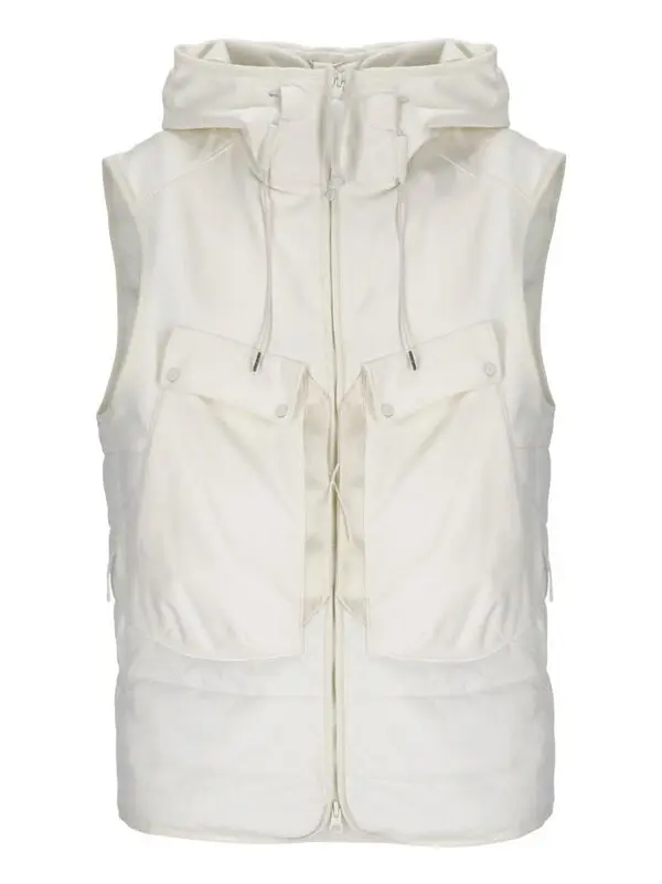 C.P. COMPANY Stand Collar Hooded Gilet - White
