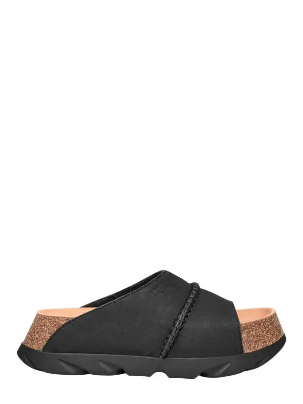 UGG Thick Sole Open Toe Slippers - Black