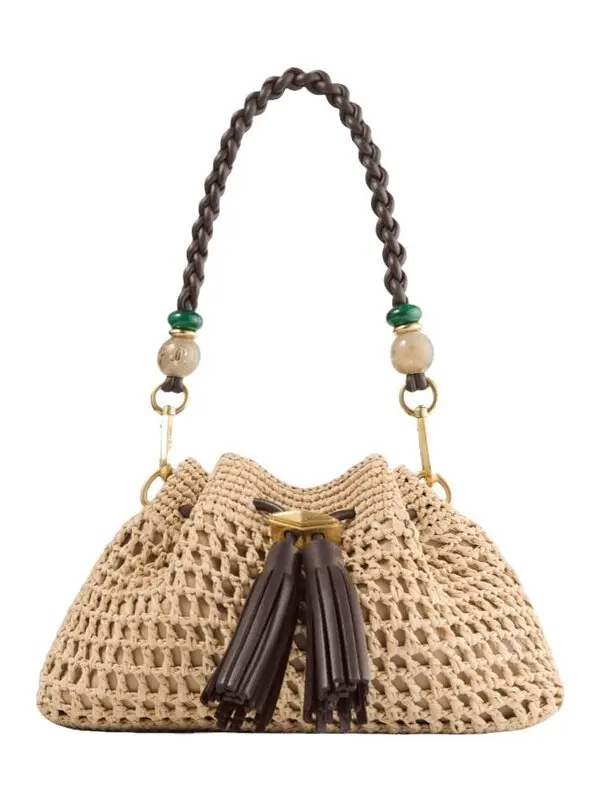 JIMMY CHOO Cinch Small Shoulder Bag - Natural/chocolate/gold