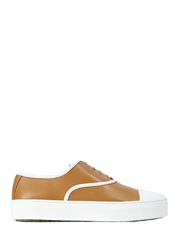 Celine Lace-up Perforated Sneakers - White/camel