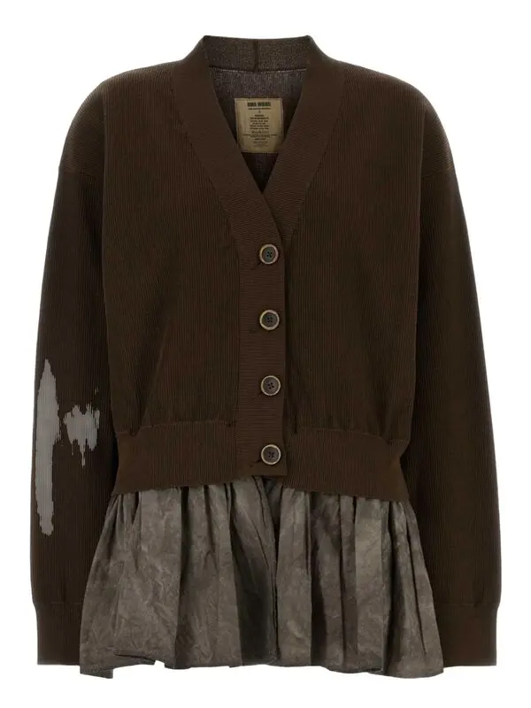 UMA WANG Patchwork Knit Cardigan - Black