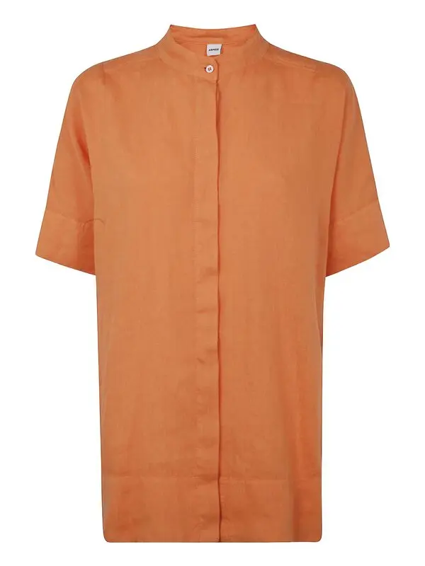 Aspesi Linen Short Sleeve Shirt - Brown