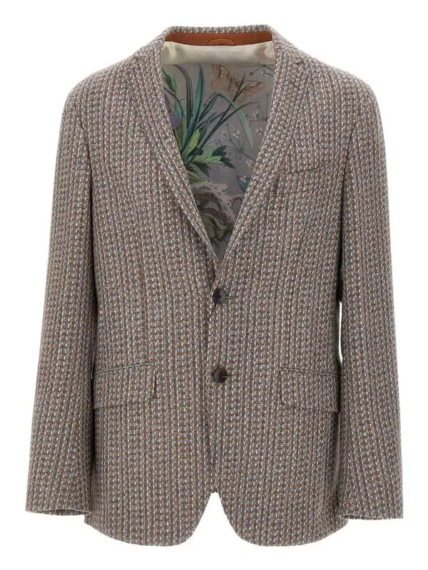 Etro Mixed Wool Jacket With Pond Print Lining - Multicolor