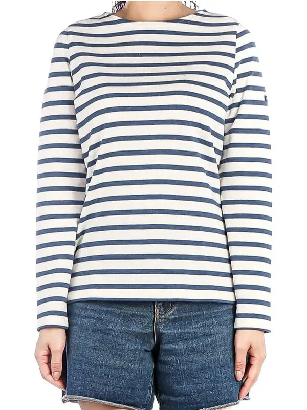 Saint James Striped Long Sleeve T-shirt - White