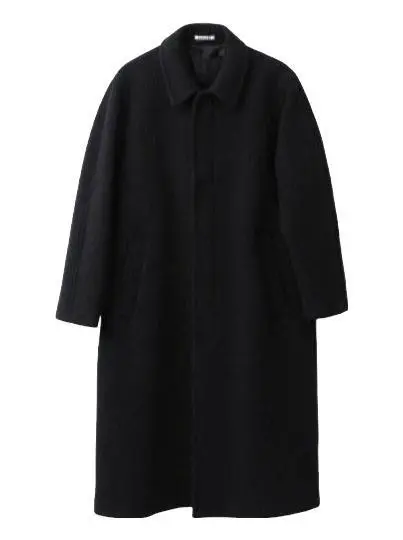 Auralee Lapel Wool Coat - Black