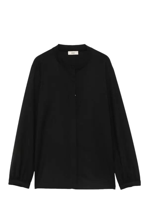 Herno Collarless Long Sleeve Blouse - Black