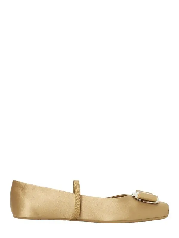 FERRAGAMO Zina T Light Came Flat Shoes - Nude