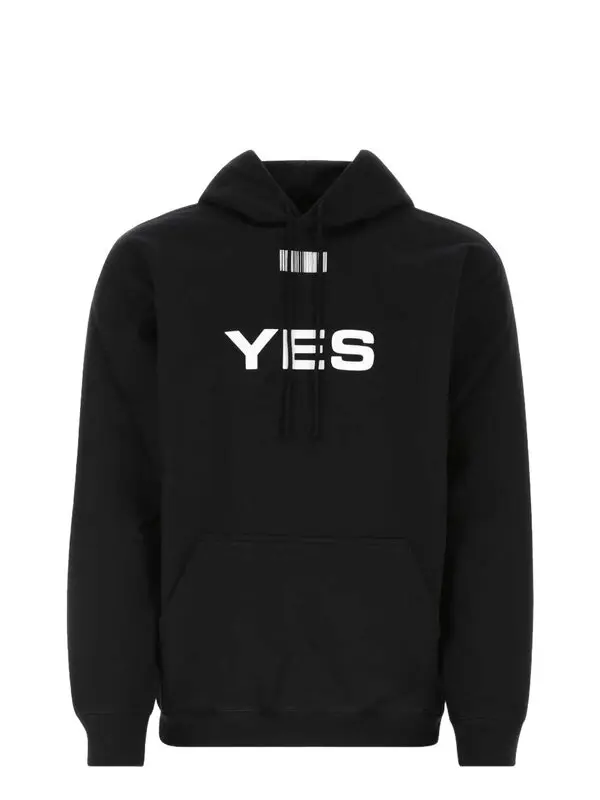 VTMNTS Printed Drawstring Hoodie - Black