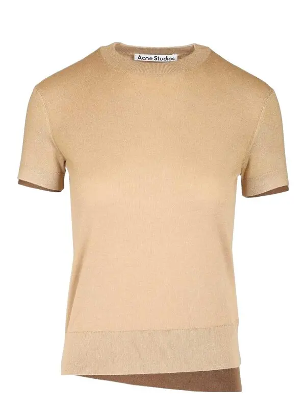 Acne Studios Knitted Crew Neck Short Sleeve Top - Nude