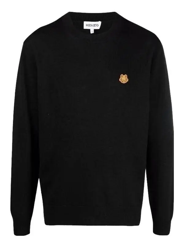 Kenzo Tiger Logo Patch Crewneck Jumper - Black