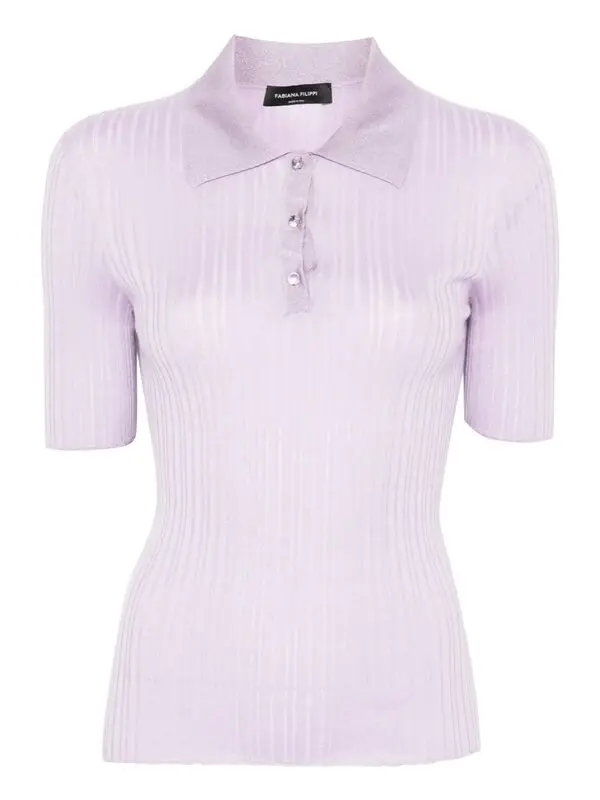 Fabiana Filippi Ribbed Short Sleeve Polo Shirt - Purple