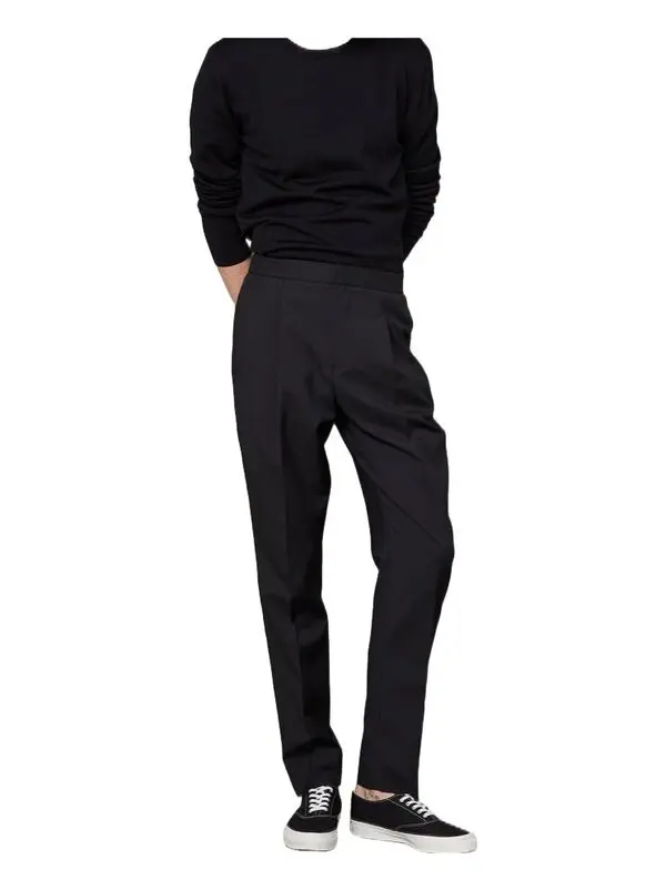 Officine Générale Pleated Elastic Waist Trousers - Black