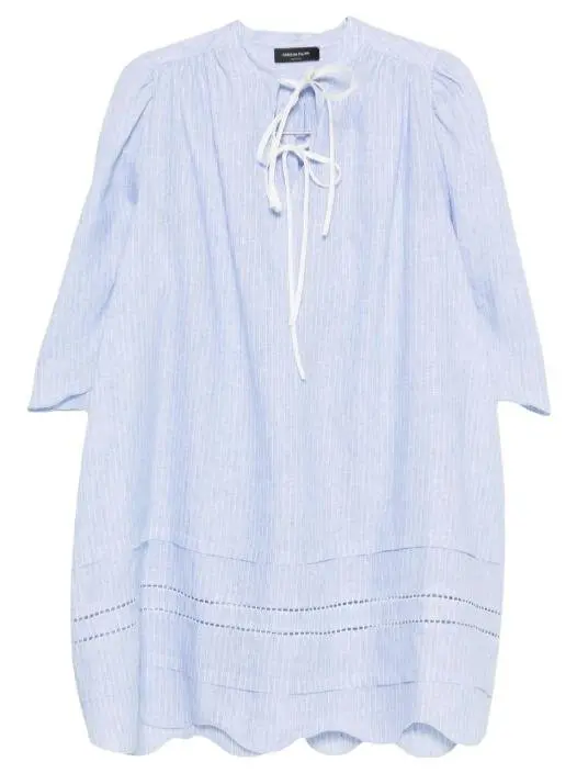 Fabiana Filippi Tie-neck Scalloped Midi Dress - Blue