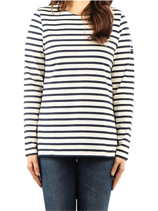 Saint James Striped Long Sleeve T-shirt - White