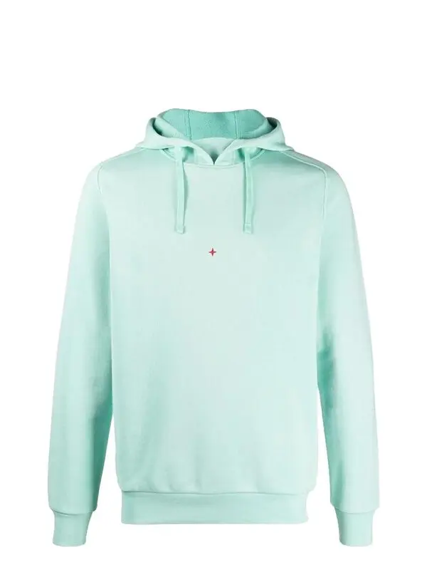 Stone Island Logo Embroidered Hoodie - Aqua