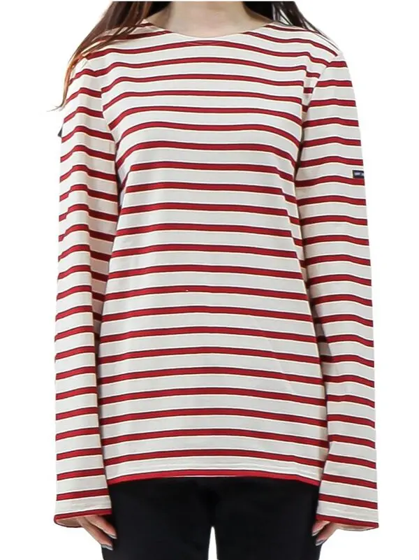 Saint James Striped Long Sleeve T-shirt - White