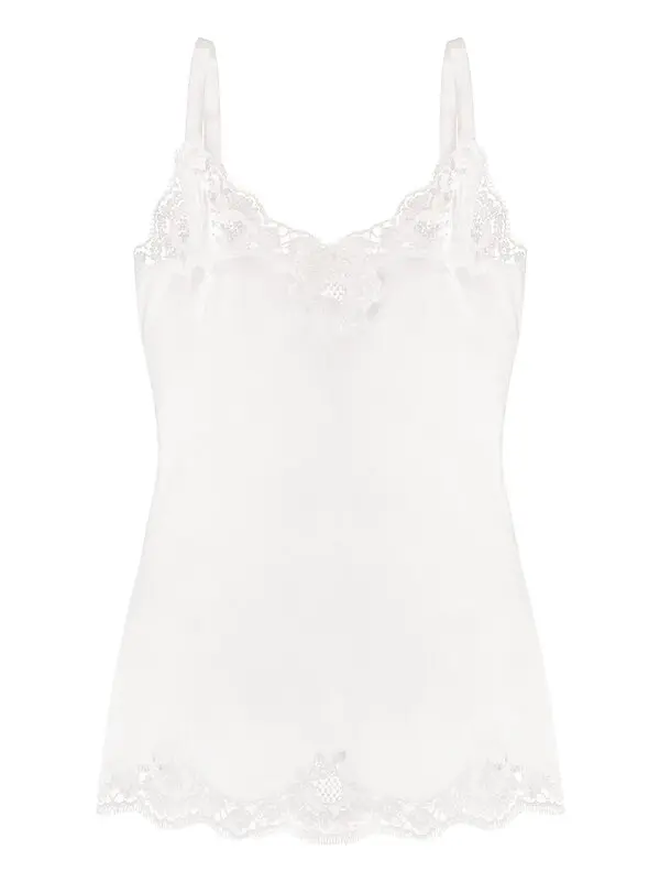 Dolce & Gabbana Lace-trimmed Silk-cotton Blend Cami Top - White