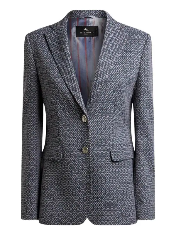 Etro Single-breasted Blazer With Notched Lapels - Gray