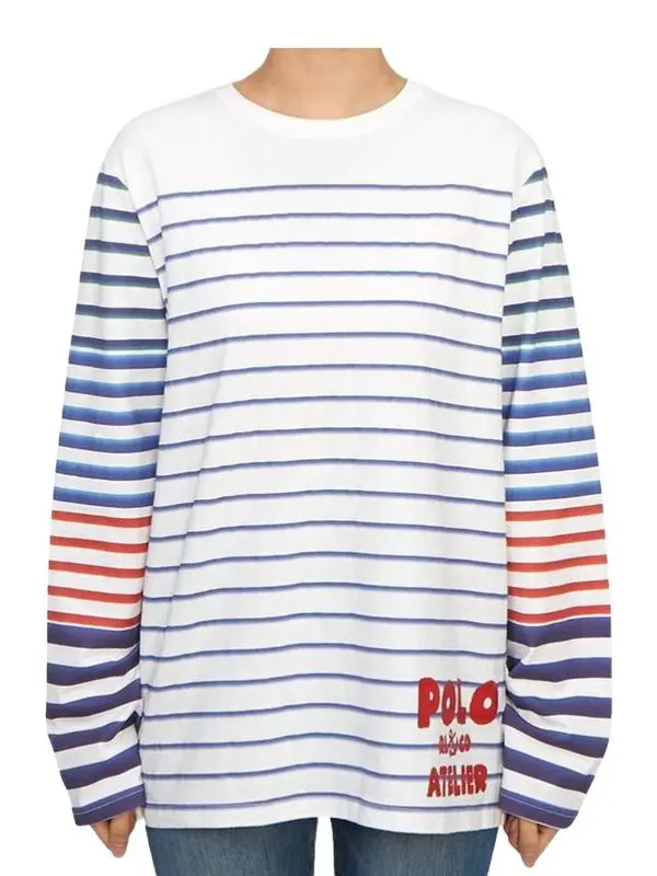 Polo Ralph Lauren Long Sleeve Striped Crewneck T-shirt - White