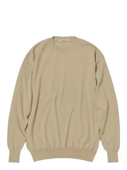 Auralee Wool Crew Neck Knit Sweater - Nude