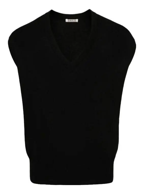 Auralee V-neck Knitted Vest - Black