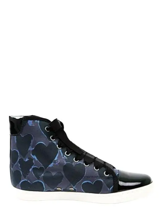 LANVIN Heart Print High Top Sneakers - Black