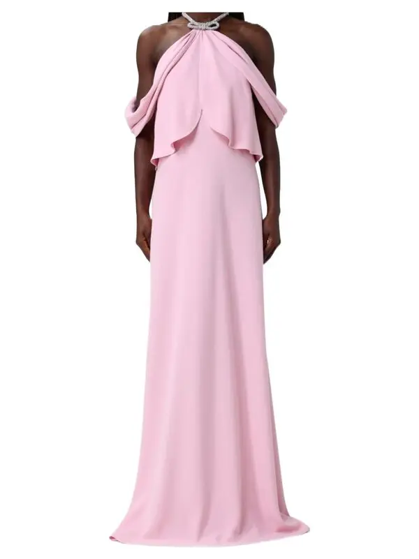 Alberta Ferretti Off-the-shoulder Bow Embellished Maxi Dress - Pink
