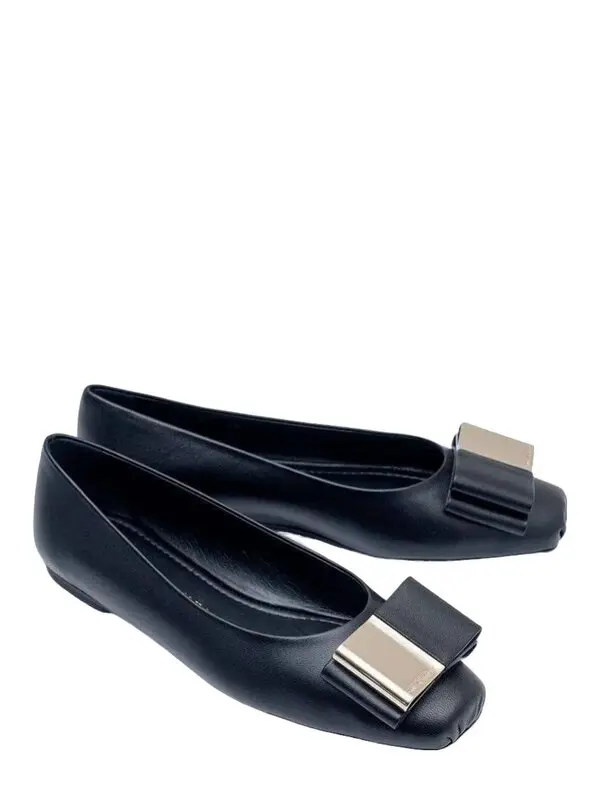 FERRAGAMO Double Bow Ballet Flats - Black