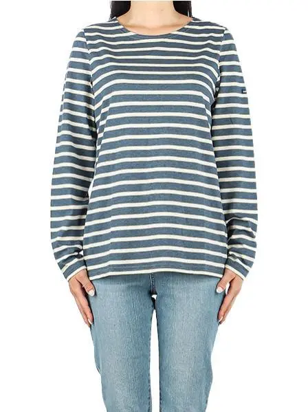 Saint James Striped Long Sleeve Crewneck T-shirt - Blue
