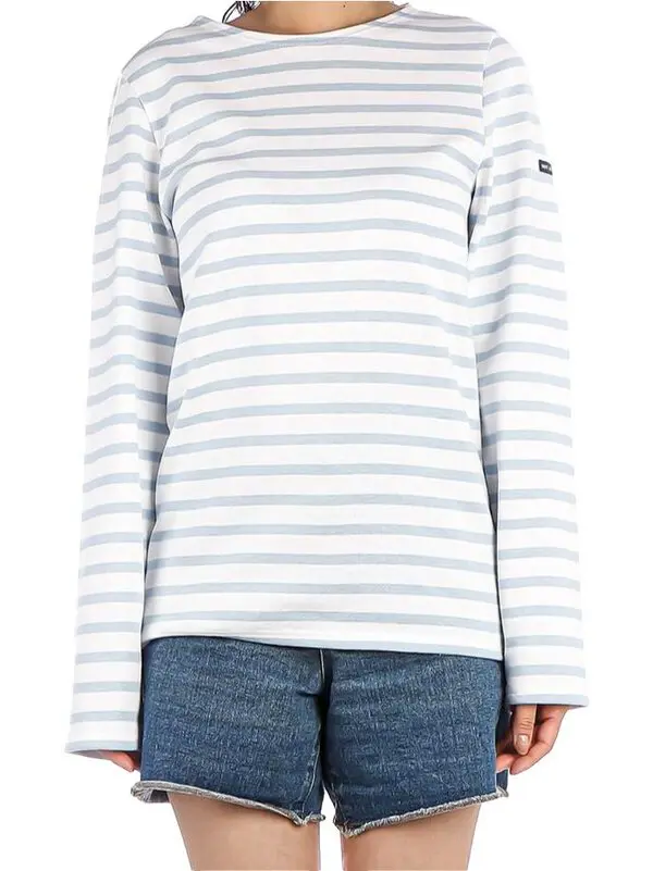 Saint James Striped Long Sleeve T-shirt - White