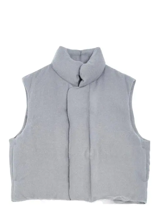 Auralee Wool Blend Collared Down Vest - Gray