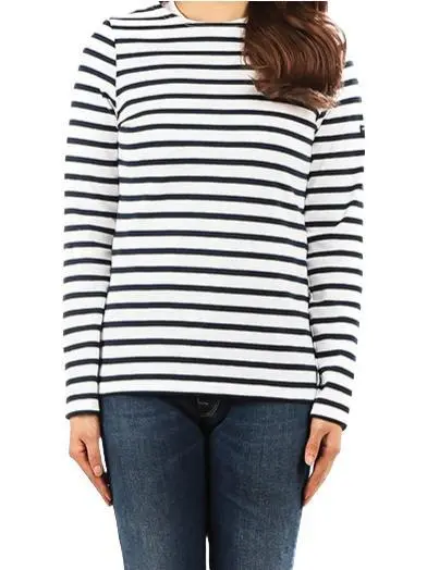 Saint James Striped Long Sleeve T-shirt - White