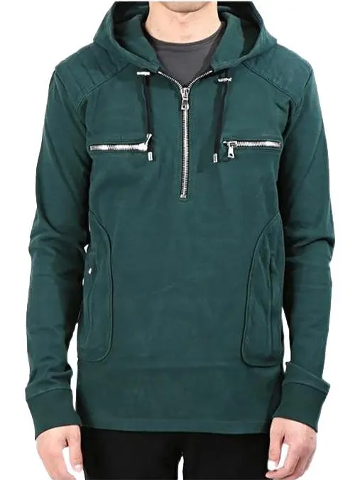 Balmain Zip-up Hoodie T-shirt - Green