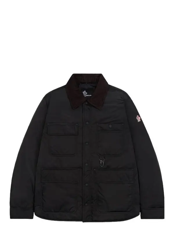 Moncler Collared Long-sleeve Cotton Coat - Black