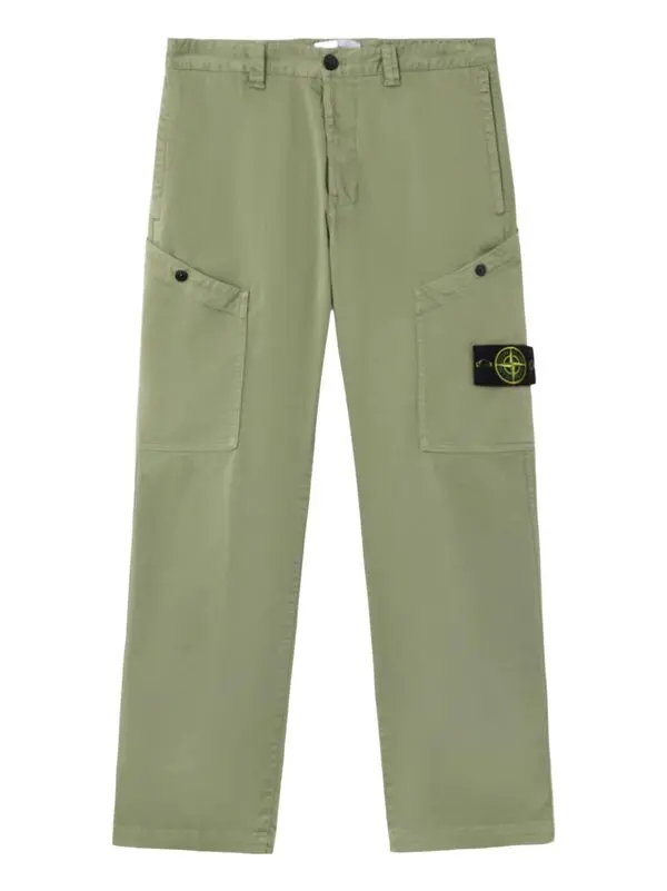 Stone Island Logo Patch Cargo Trousers - Sage Green