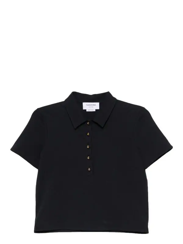 Thom Browne Milano Polo Shirt With Lapel Collar - Navy Blue