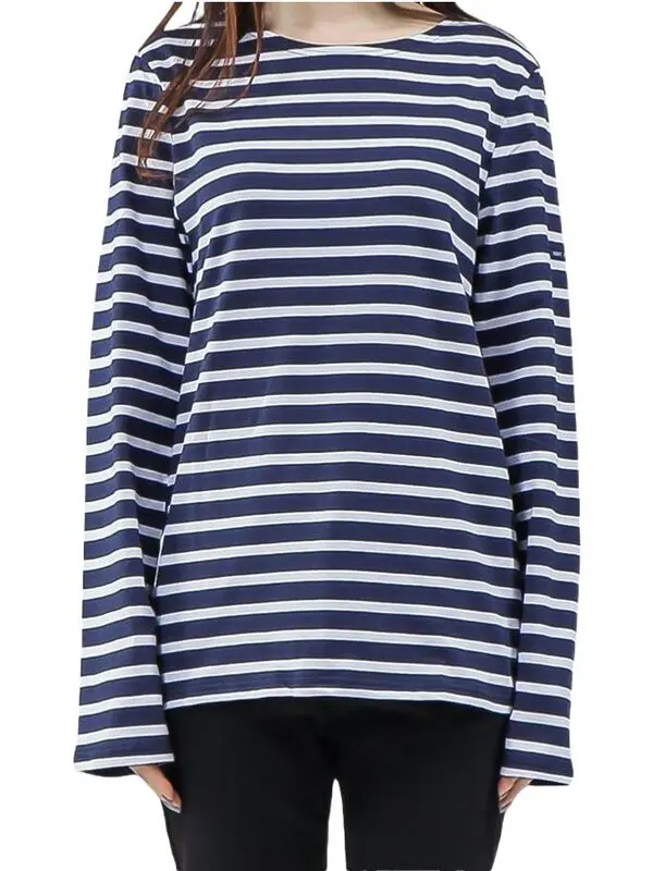 Saint James Striped Long Sleeve Crewneck T-shirt - Blue