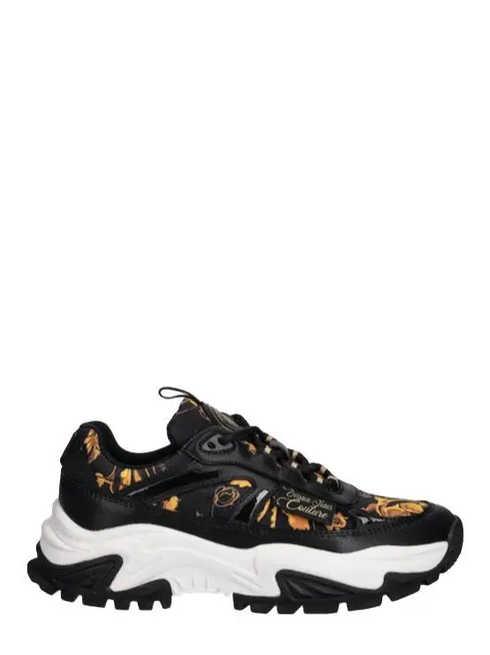 Versace Lace-up Sneakers With Perforated Details - Black