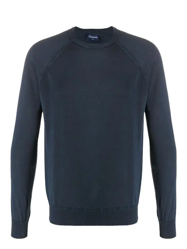 DRUMOHR Raglan Sleeve Crew Neck Cotton Jumper - Black